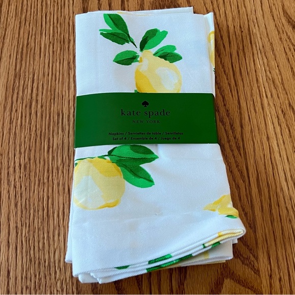 kate spade | Kitchen | Nwt Kate Spade Set Of 4 Lemon Cloth Napkins ...